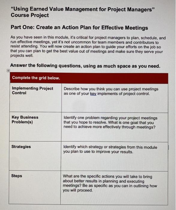 "Using Earned Value Management for Project Managers" | Chegg.com