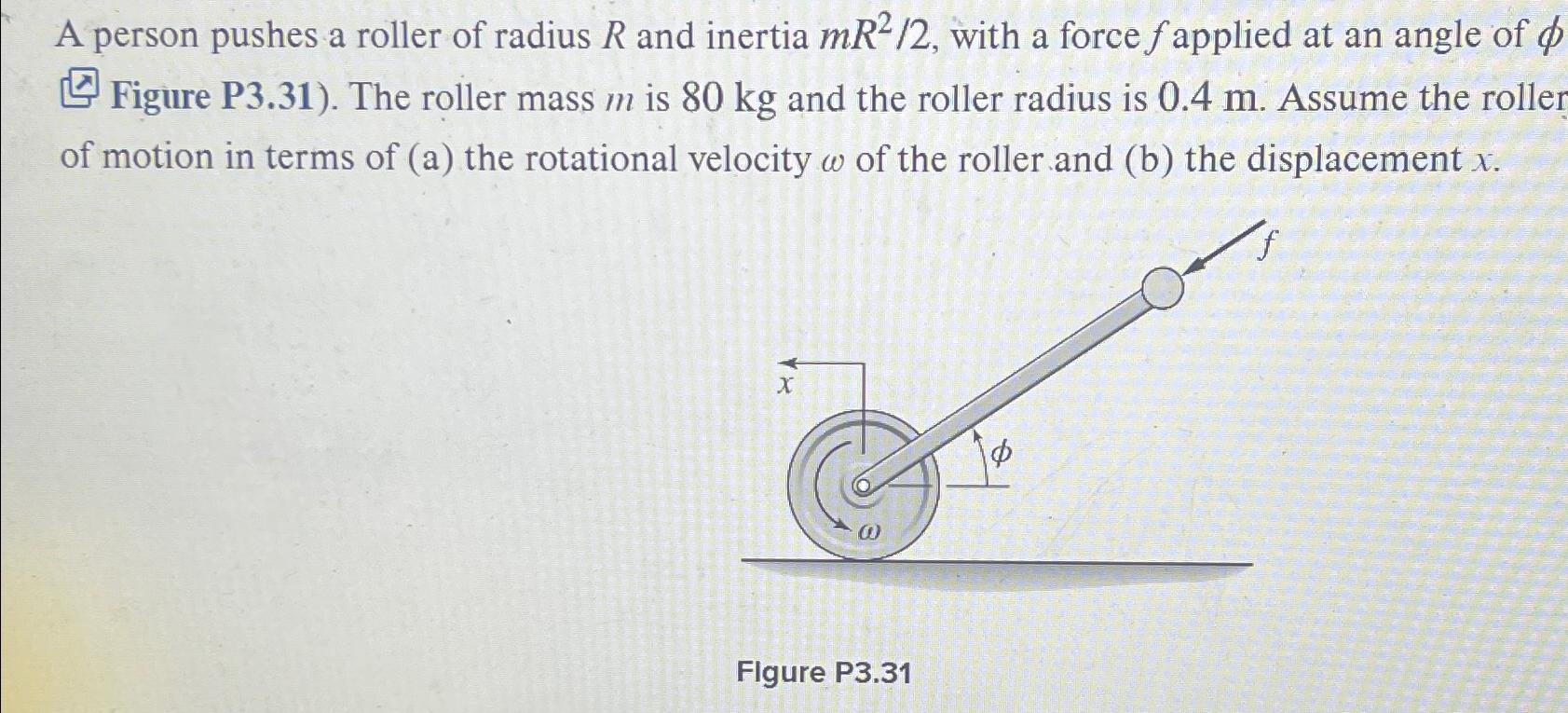 Solved A person pushes a roller of radius R and inertia | Chegg.com