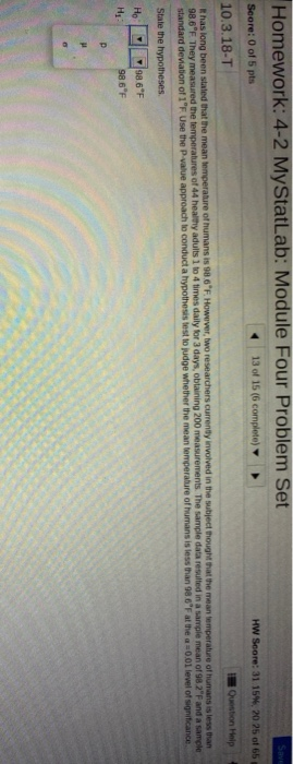 Solved Homework: 4-2 MyStatLab: Module Four Problem Set Save | Chegg.com