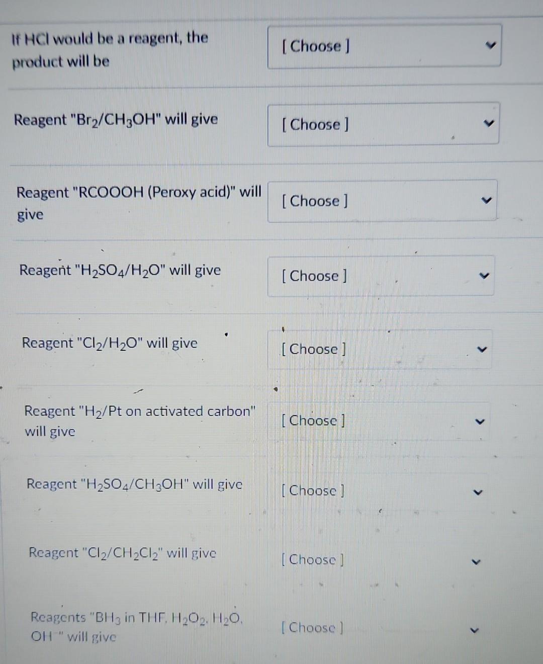 Solved Match each question with a correct answer.If HCl | Chegg.com