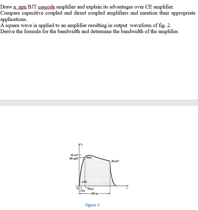 Solved Draw a npn BJT cascode amplifier and explain its | Chegg.com