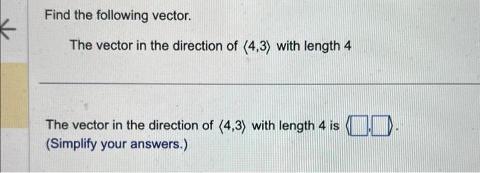 Solved Find the following vector. The vector in the | Chegg.com