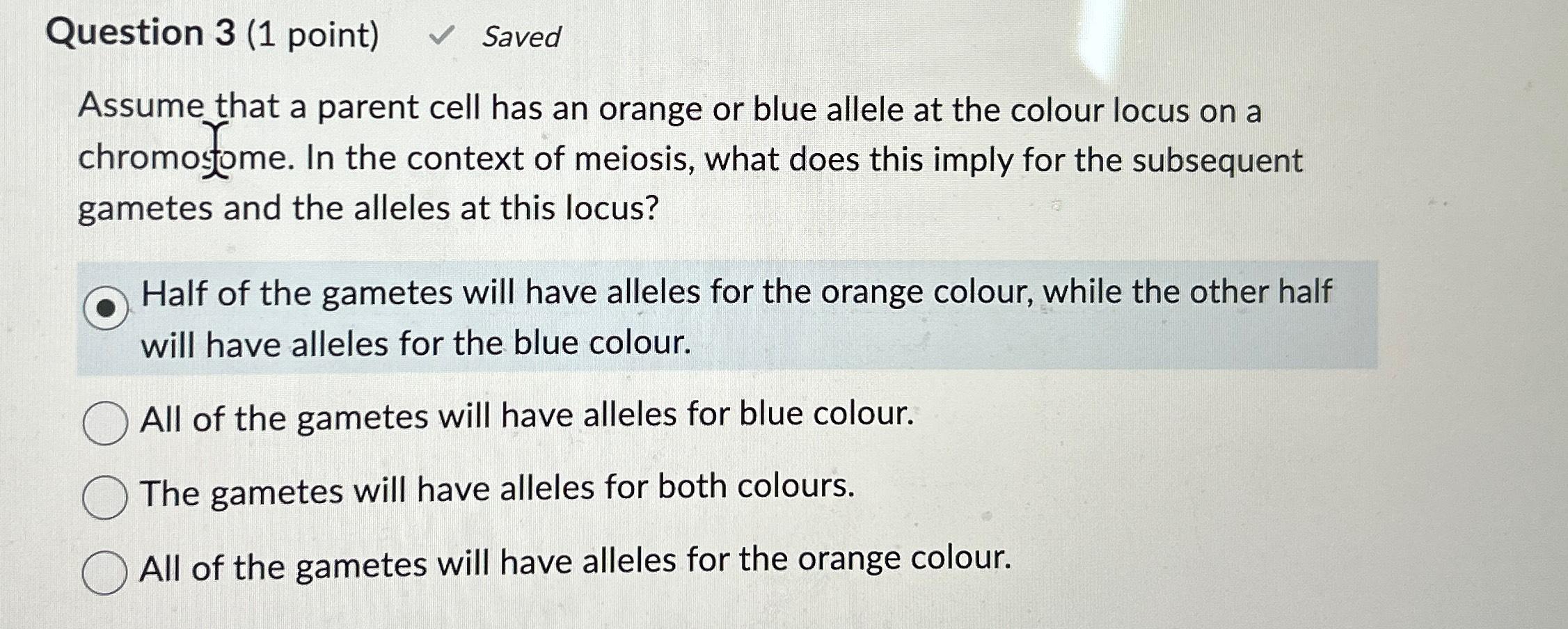 Solved Question 3 (1 ﻿point) ﻿SavedAssume that a parent | Chegg.com