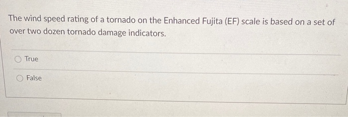 Solved The wind speed rating of a tornado on the Enhanced | Chegg.com