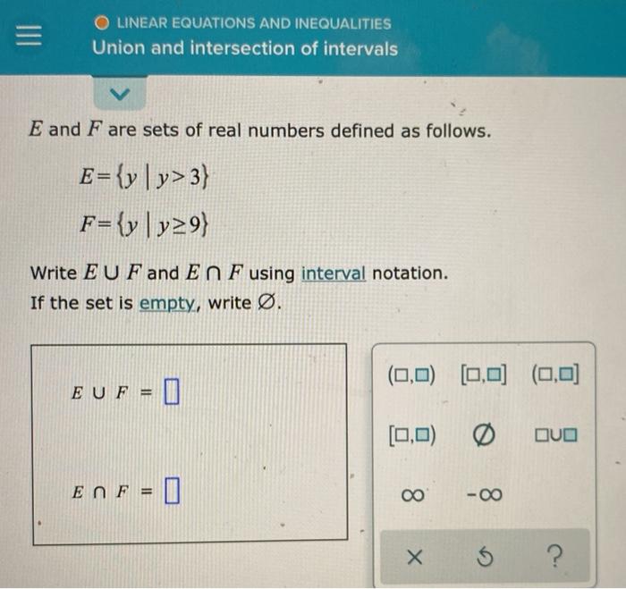 Solved III O LINEAR EQUATIONS AND INEQUALITIES Union and | Chegg.com