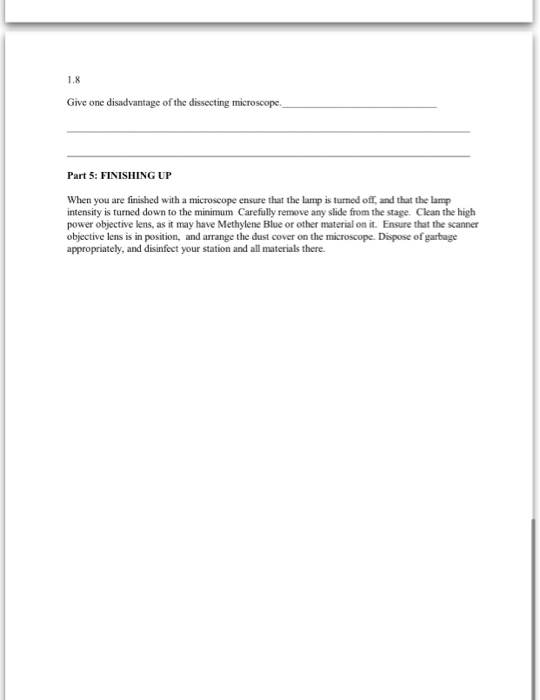 Solved 1 of 8 LAB 1: THE MICROSCOPE Name: ID# Station: | Chegg.com