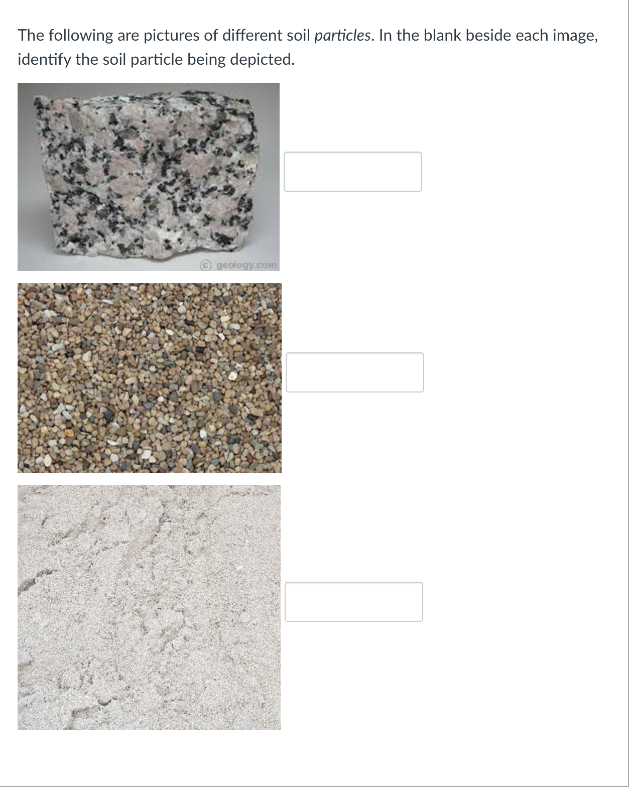 Solved The following are pictures of different soil | Chegg.com