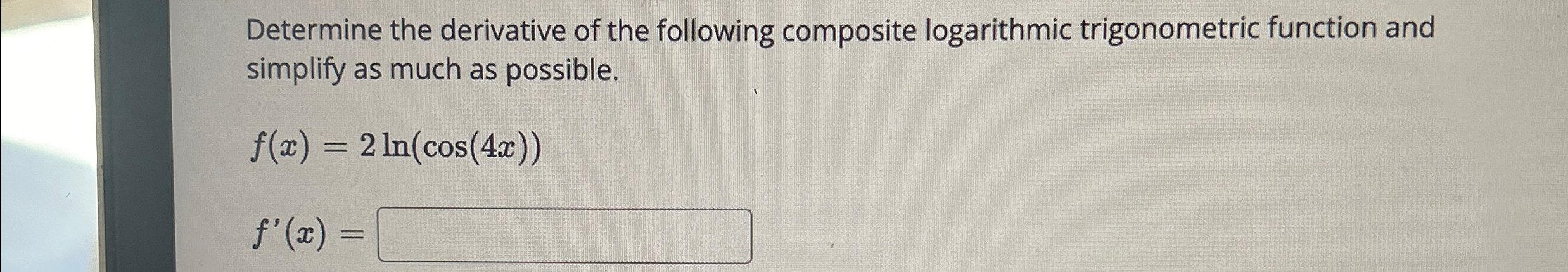 Solved Determine the derivative of the following composite | Chegg.com