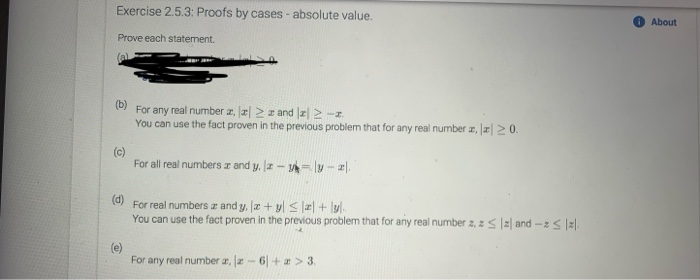 Solved Exercise 2.5.3: Proofs by cases - absolute value. | Chegg.com