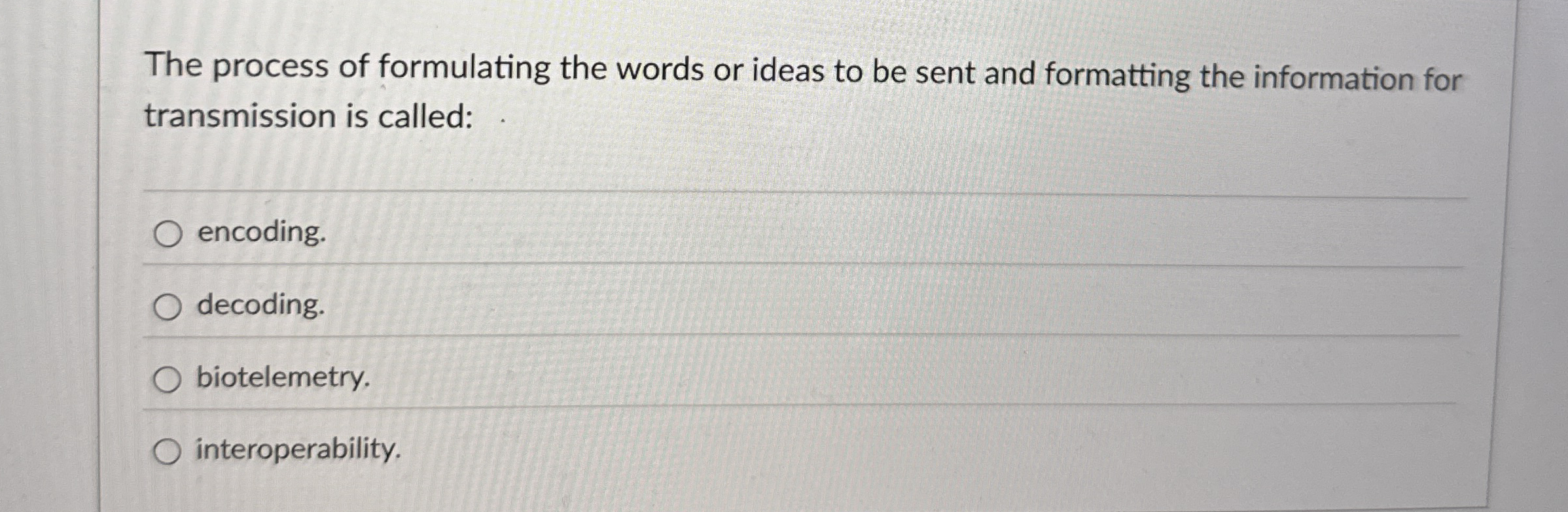 Solved The process of formulating the words or ideas to be | Chegg.com