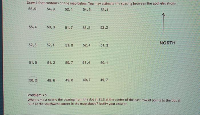 Solved Draw 1 foot contours on the map below ... (Problem | Chegg.com