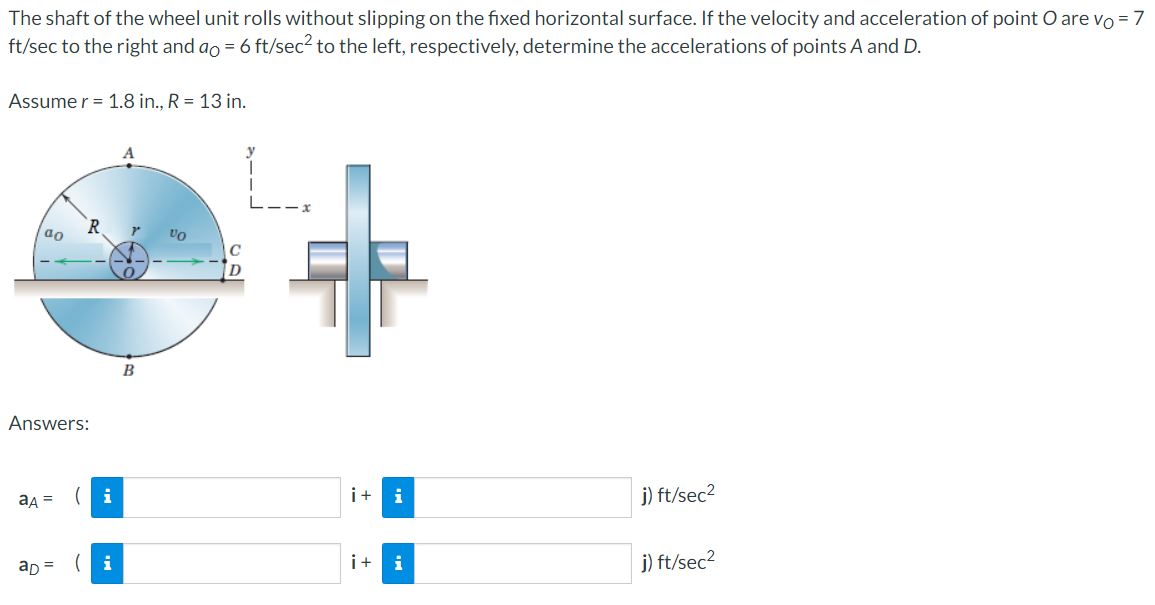 Solved The shaft of the wheel unit rolls without slipping on | Chegg.com