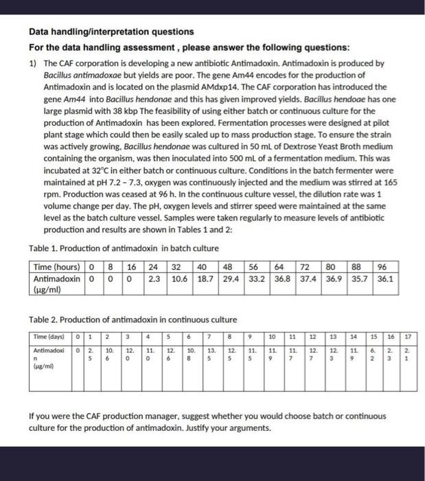 Solved Data handling/interpretation questions For the data | Chegg.com