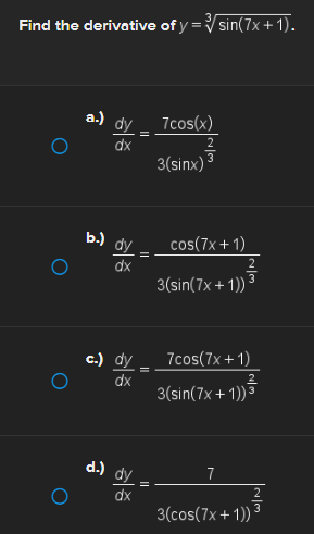Solved Find the derivative of | Chegg.com