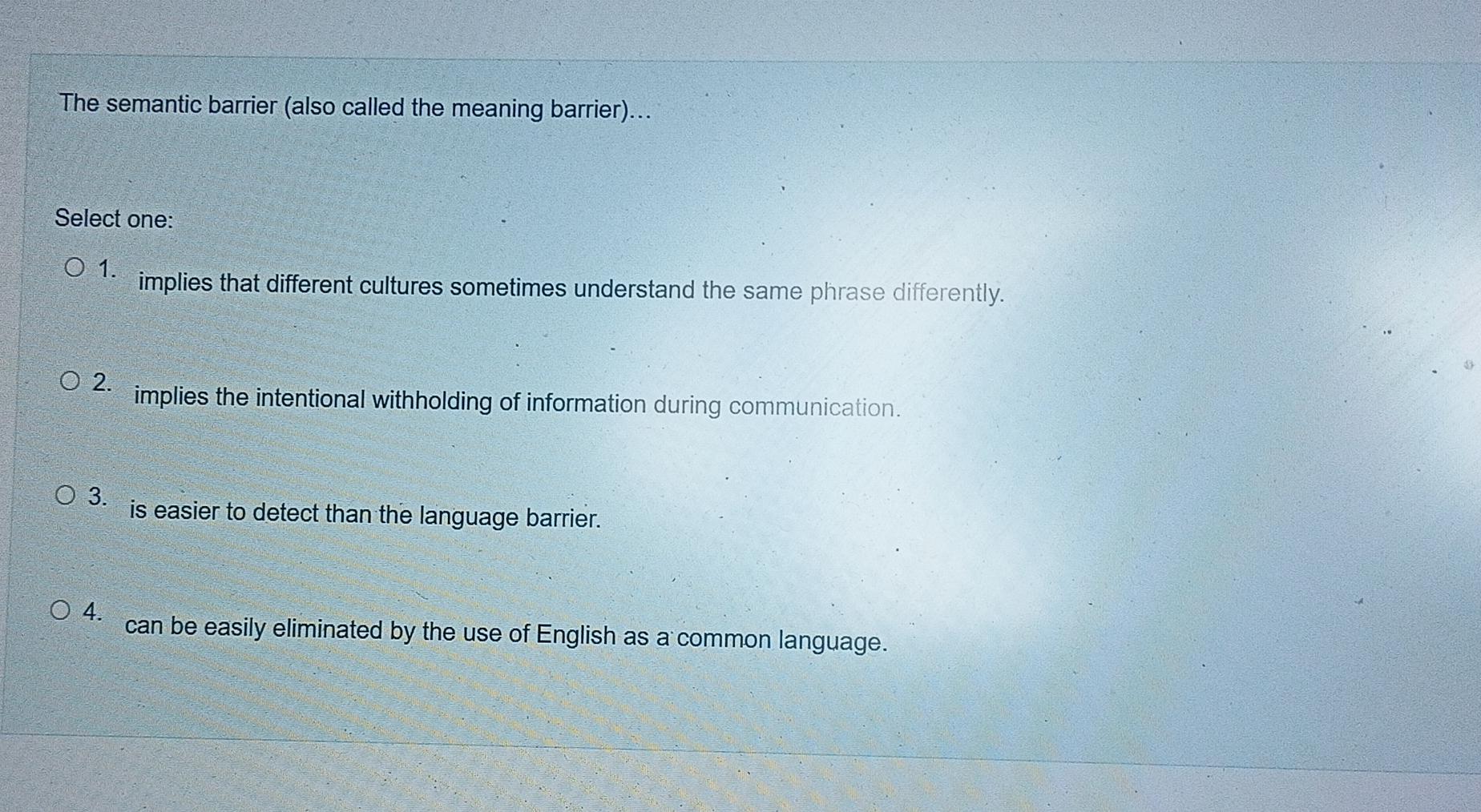 Solved The semantic barrier (also called the meaning | Chegg.com