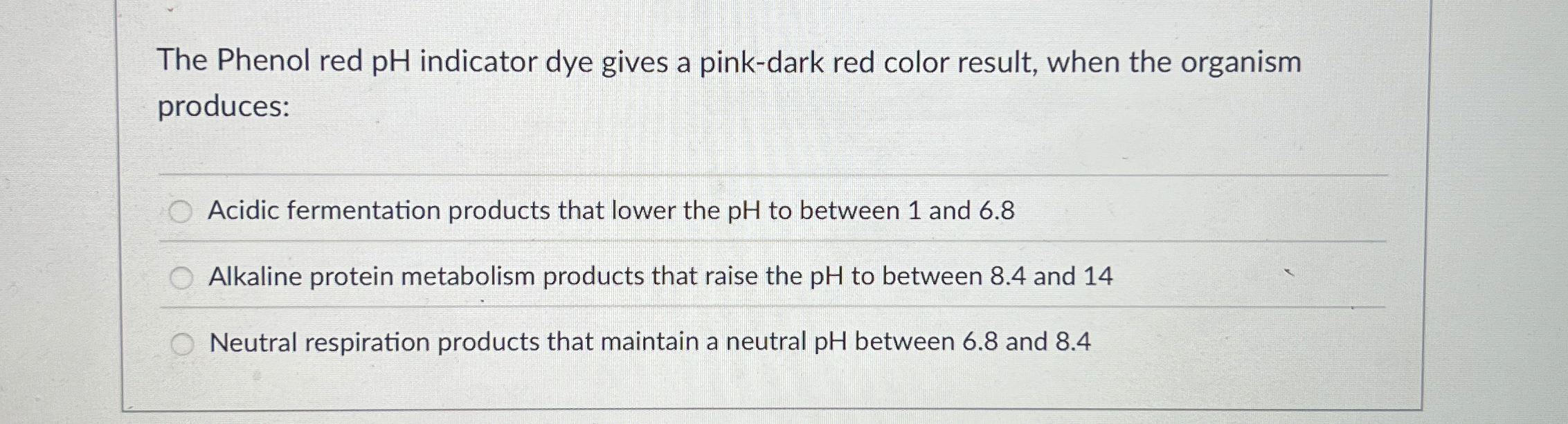 Solved The Phenol red pH indicator dye gives a pink-dark red | Chegg.com