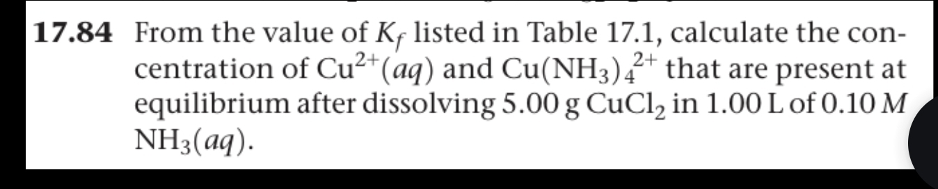 Solved by an EXPERT 17.84 ﻿From the value of Kf ﻿listed in Table 17.1 ...