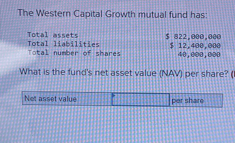 Solved The Western Capital Growth mutual fund | Chegg.com