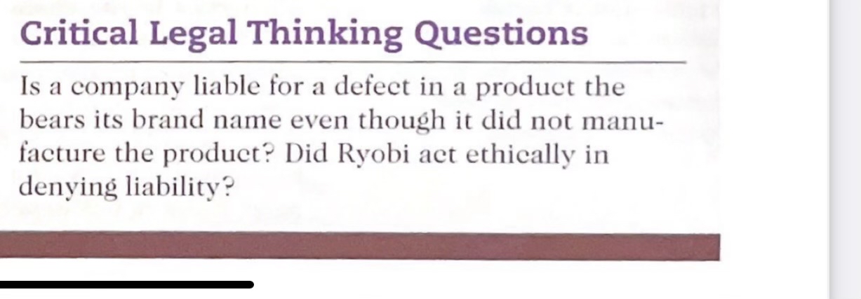 Solved Critical Legal Thinking QuestionsIs a company liable | Chegg.com