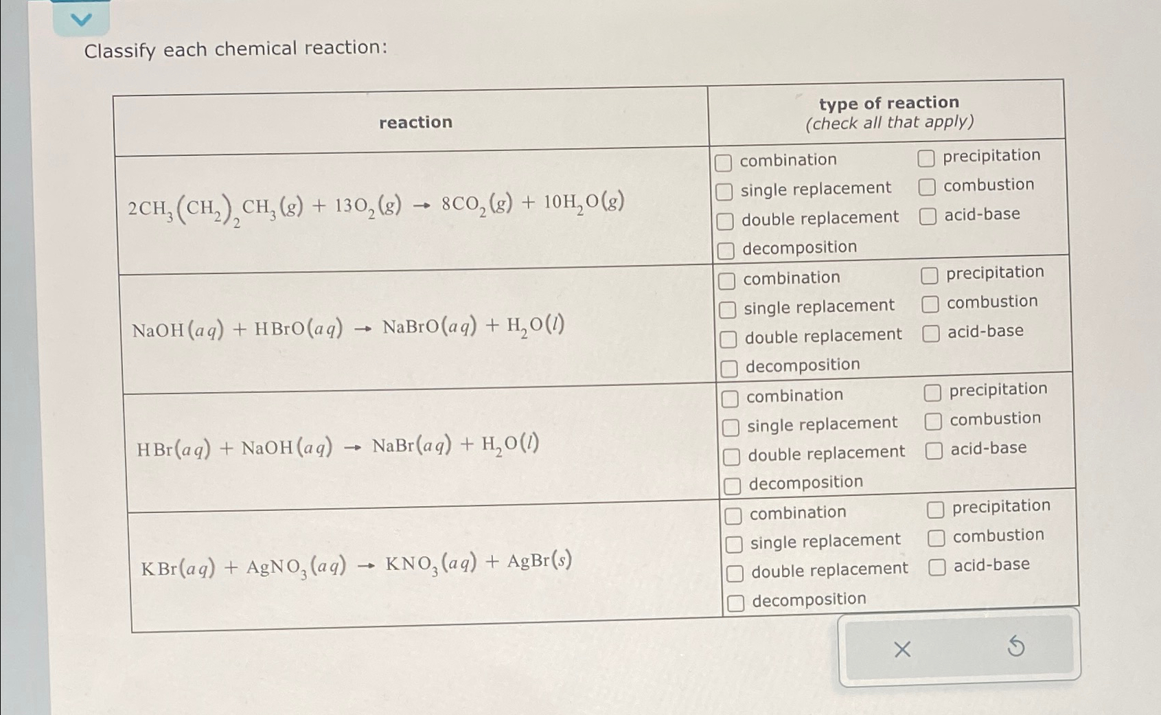 Solved Classify each chemical | Chegg.com