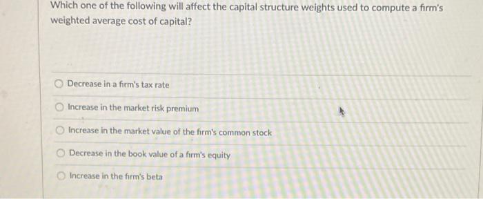 Solved Which one of the following will affect the capital | Chegg.com