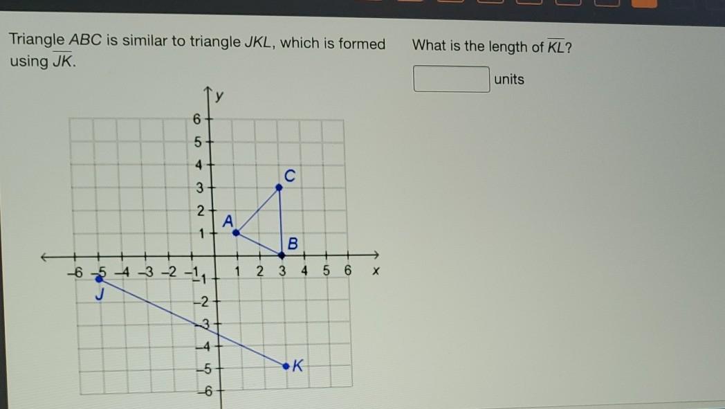 Solved Triangle ABC is similar to triangle JKL, which is | Chegg.com