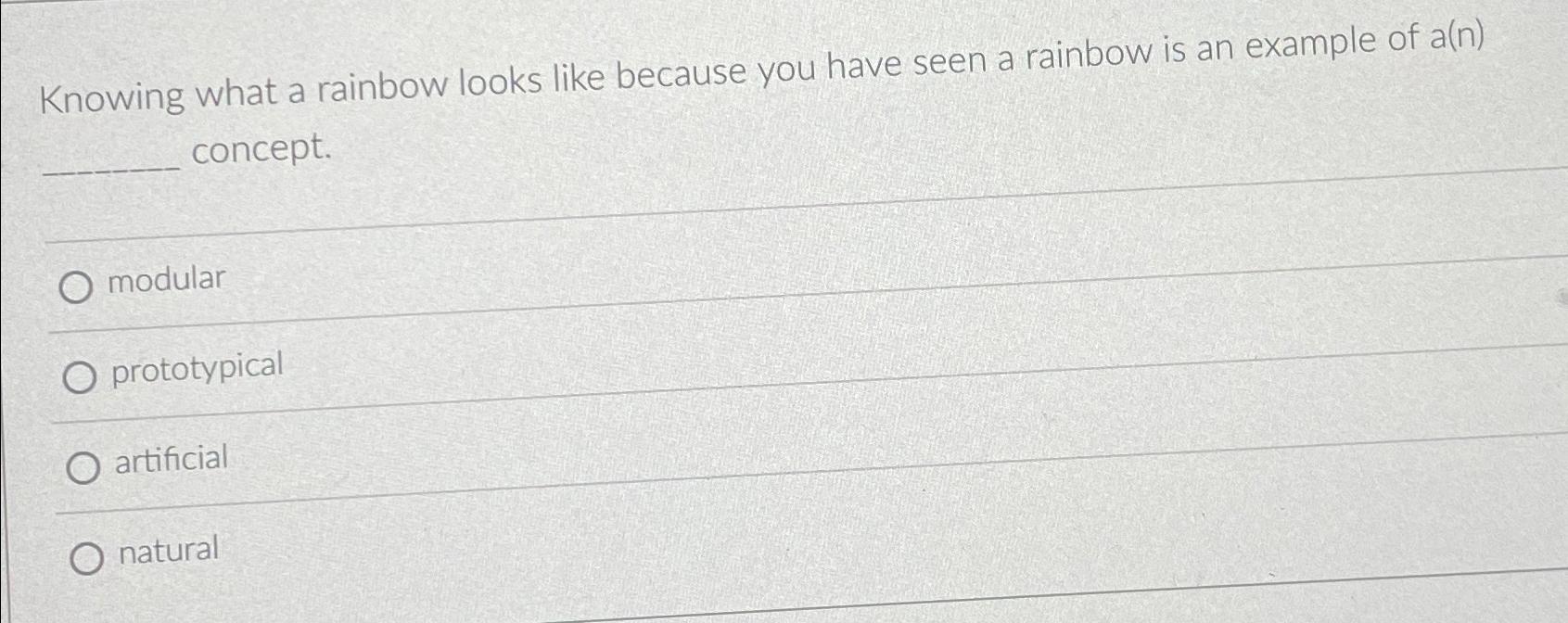 Solved Knowing what a rainbow looks like because you have | Chegg.com