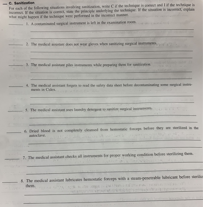 Solved C. Sanitization For each of the following situations | Chegg.com