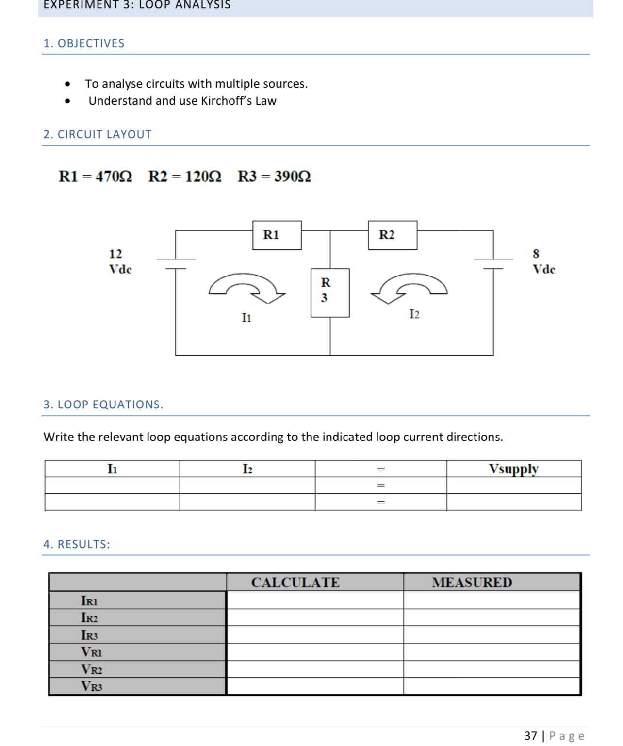 Solved EXPERIMENT 3: LOOP ANALYSISOBJECTIVESTo analyse | Chegg.com