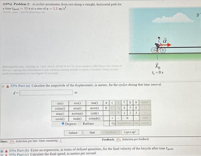 Solved 10 Problem 2 A Cyclist Accelerates From Rest