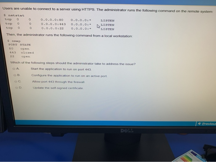 Solved Users are unable to connect to a server using HTTPS. | Chegg.com
