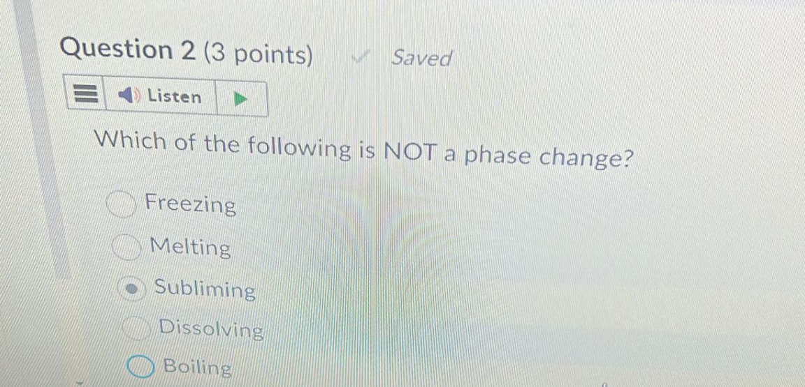 Question 2 (3 ﻿points)Saved Which of the following is | Chegg.com