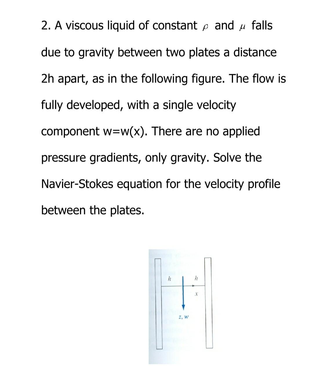 Solved 2. A viscous liquid of constant p and u falls due to | Chegg.com