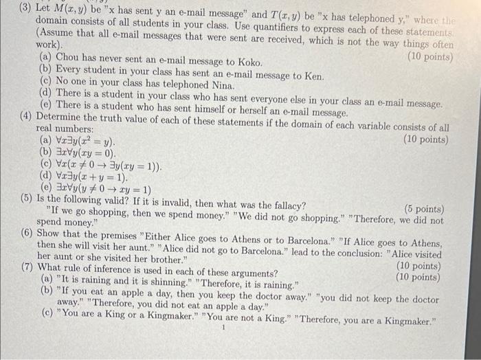 Solved (3) Let M(x,y) be Solved (3) Let M(x,y) be