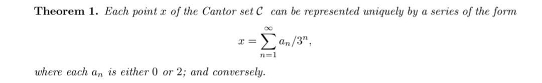 Solved Theorem 1. ﻿Each point x ﻿of the Cantor set C ﻿can be | Chegg.com