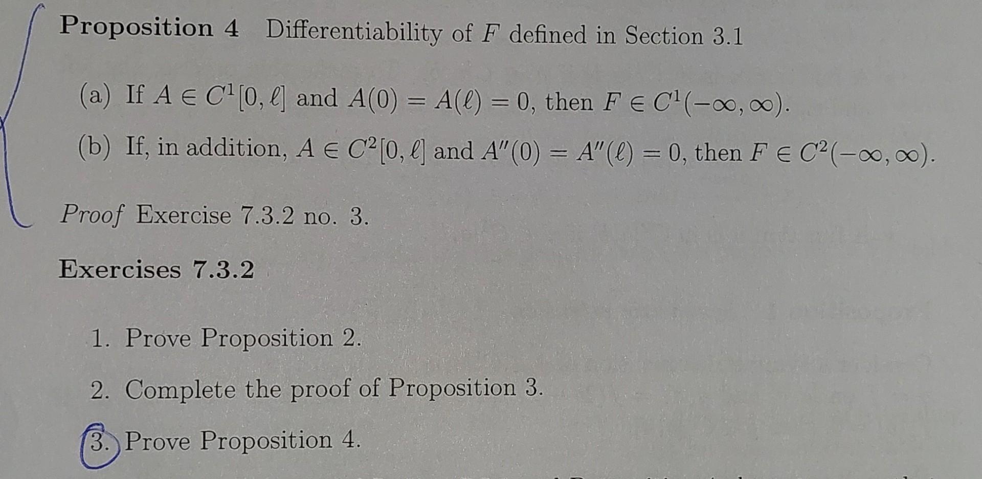 Proposition 4 Differentiability of F defined in | Chegg.com