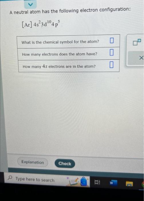Solved A neutral atom has the following electron | Chegg.com