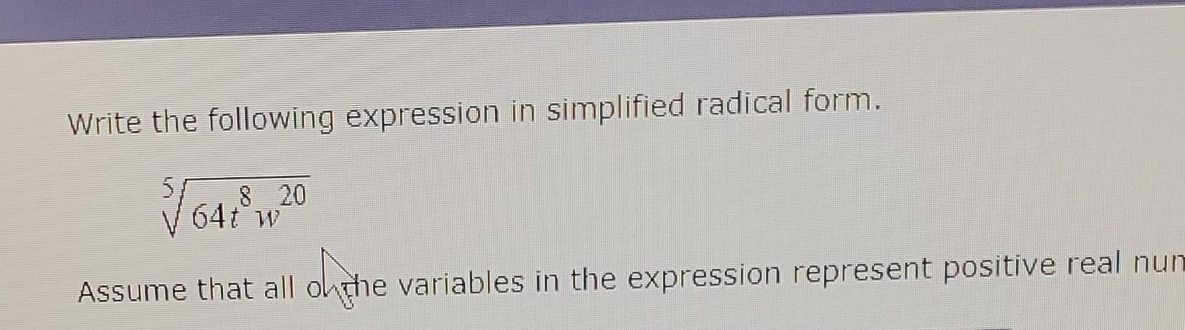 Solved Write the following expression in simplified radical | Chegg.com