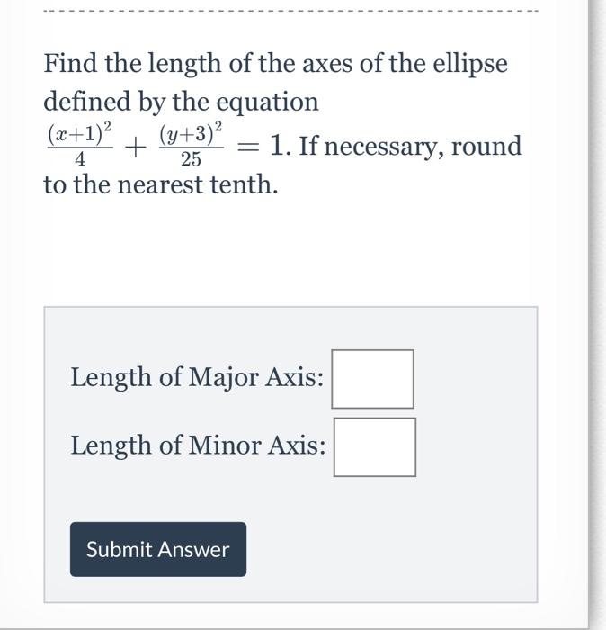Solved Find the length of the axes of the ellipse defined by | Chegg.com