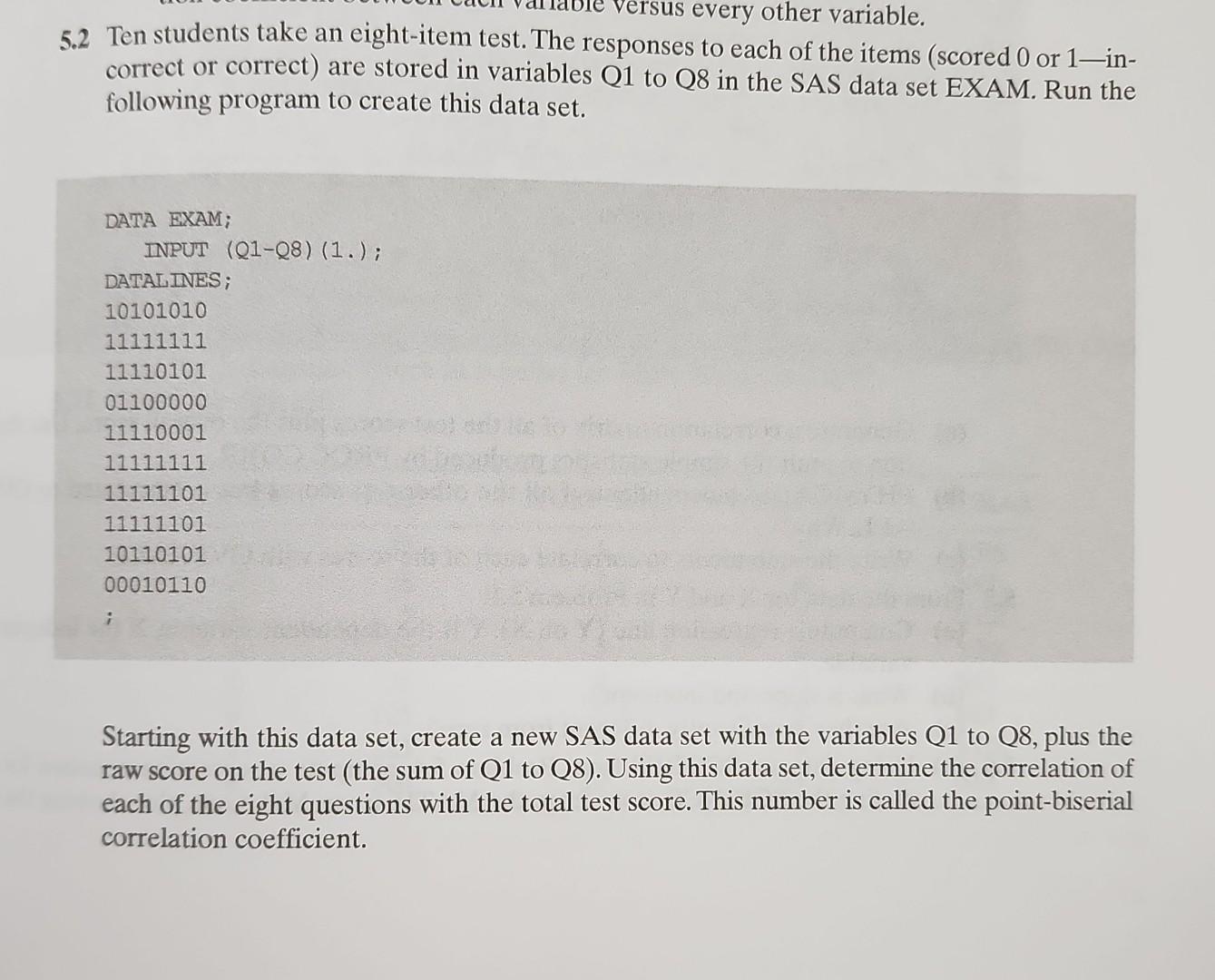 Solved 5.2 Ten students take an eight-item test. The | Chegg.com
