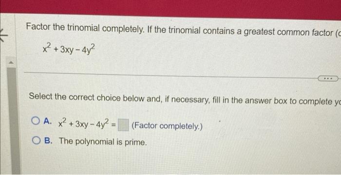Solved Factor the trinomial completely. If the trinomial | Chegg.com