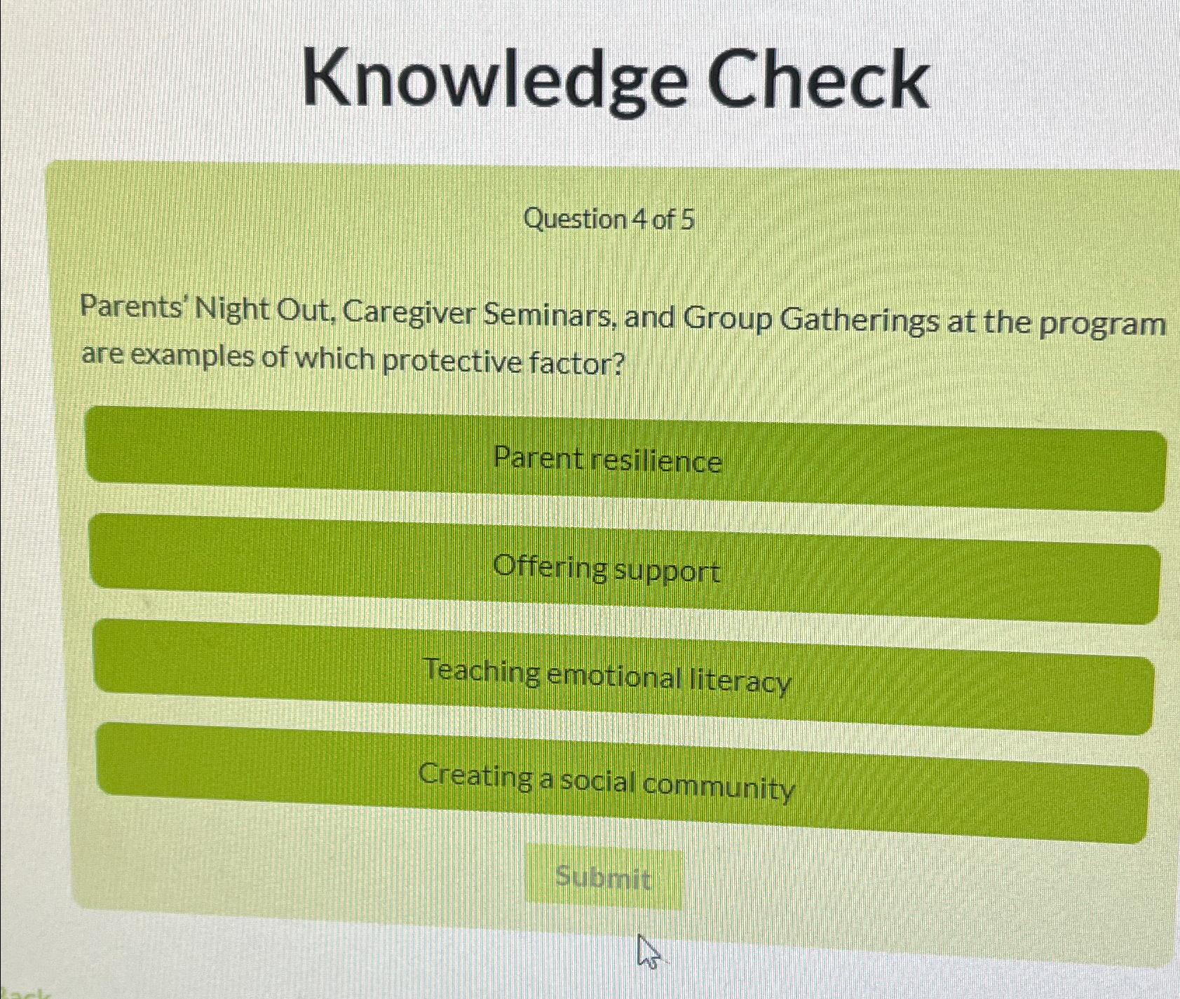 Solved Knowledge CheckQuestion 4 ﻿of 5Parents' Night Out, | Chegg.com