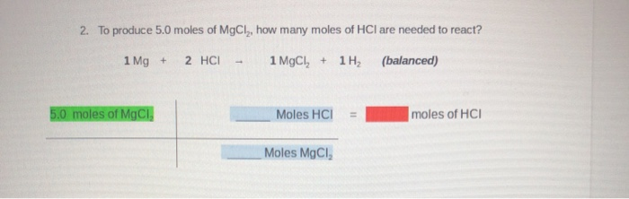 Solved 2. To produce 5.0 moles of MgCl, how many moles of | Chegg.com
