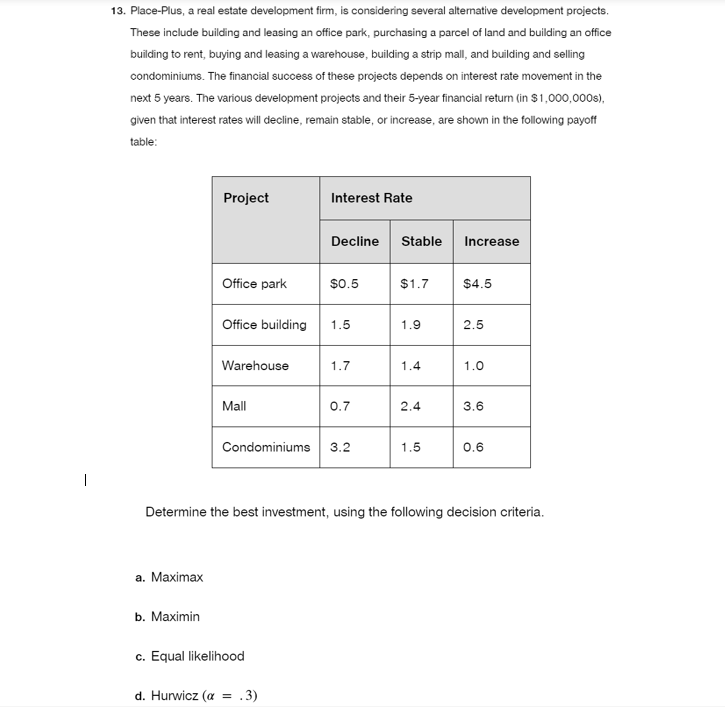 Solved Hello!I need help with a Decision Analysis Problem. | Chegg.com