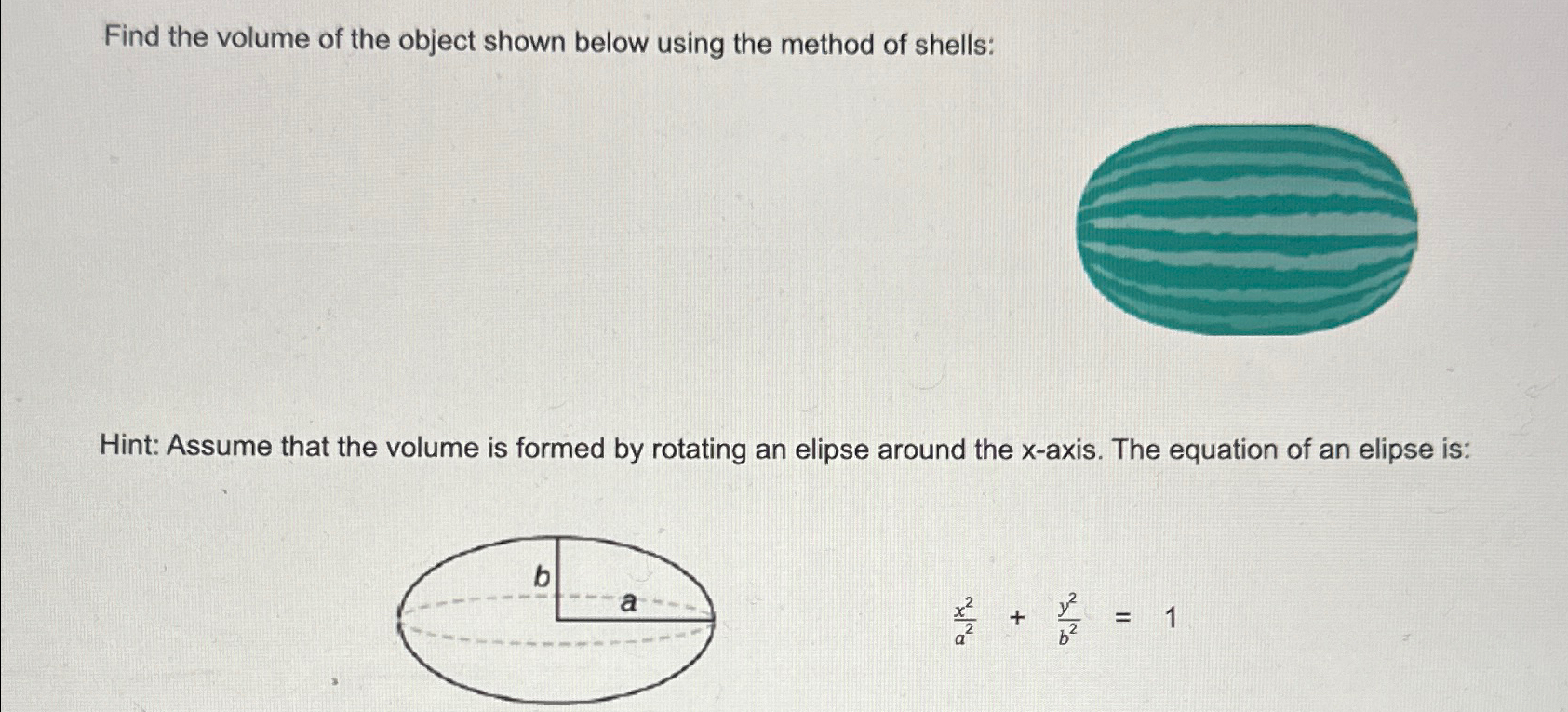 Solved Find the volume of the object shown below using the | Chegg.com