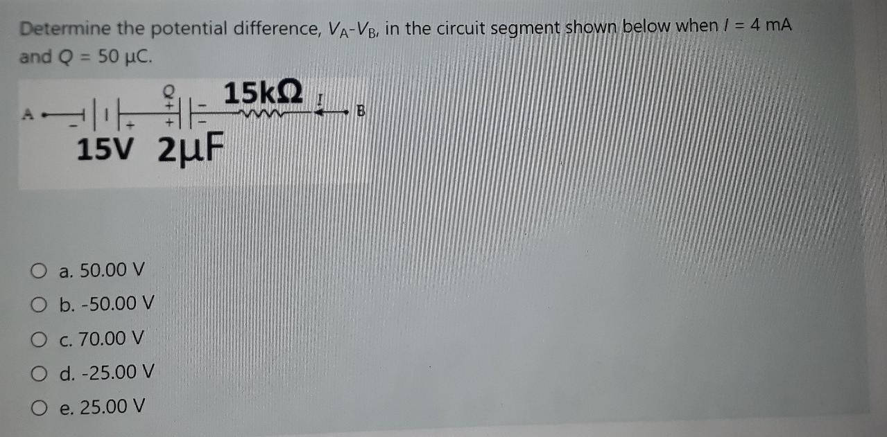Solved Determine the potential difference, VA-VB, in the | Chegg.com