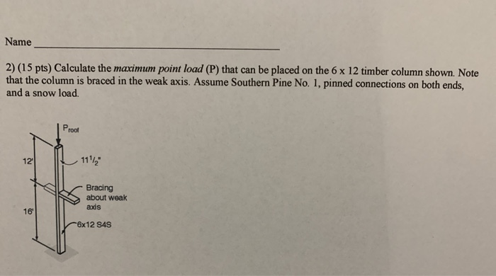 Solved Name 2) (15 pts) Calculate the maximum point load (P) | Chegg.com Solved Name 2) (15 pts) Calculate the maximum point load (P) | Chegg.com