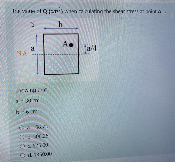 Solved the value of Q(cm) when calculating the shear stress | Chegg.com
