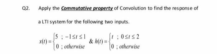 Solved 2. Apply the Commutative property of Convolution to | Chegg.com