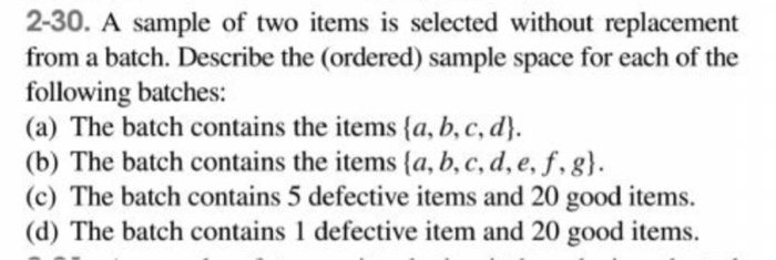 Solved 2-30. A sample of two items is selected without | Chegg.com